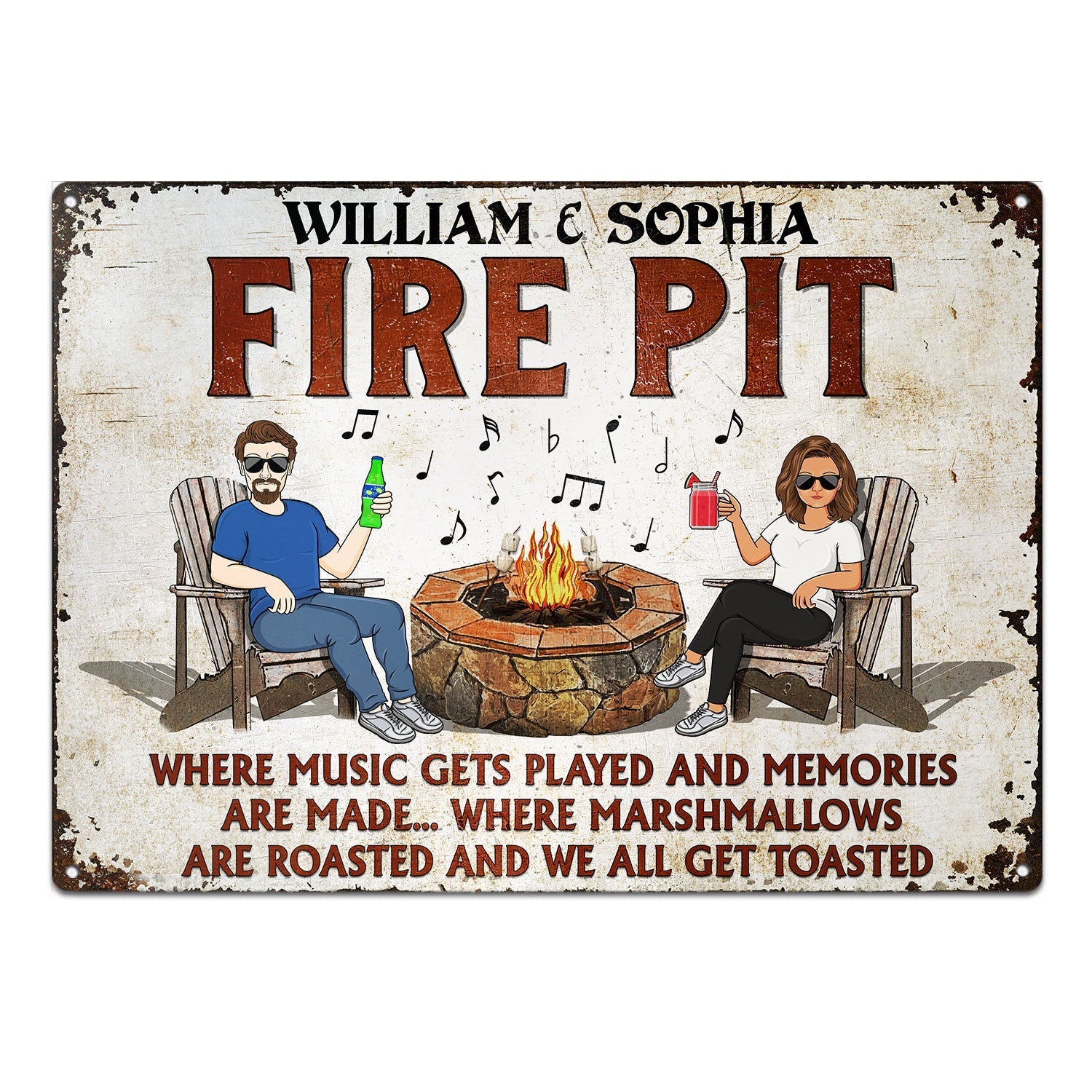 Fire Pit Where Music Gets Played Husband Wife Camping Couple - Backyar – PRINTS10