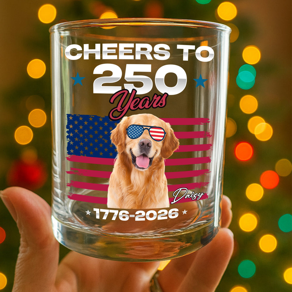 Custom Dog Photo With Big Foot Whiskey Glass - Cheer To 2...