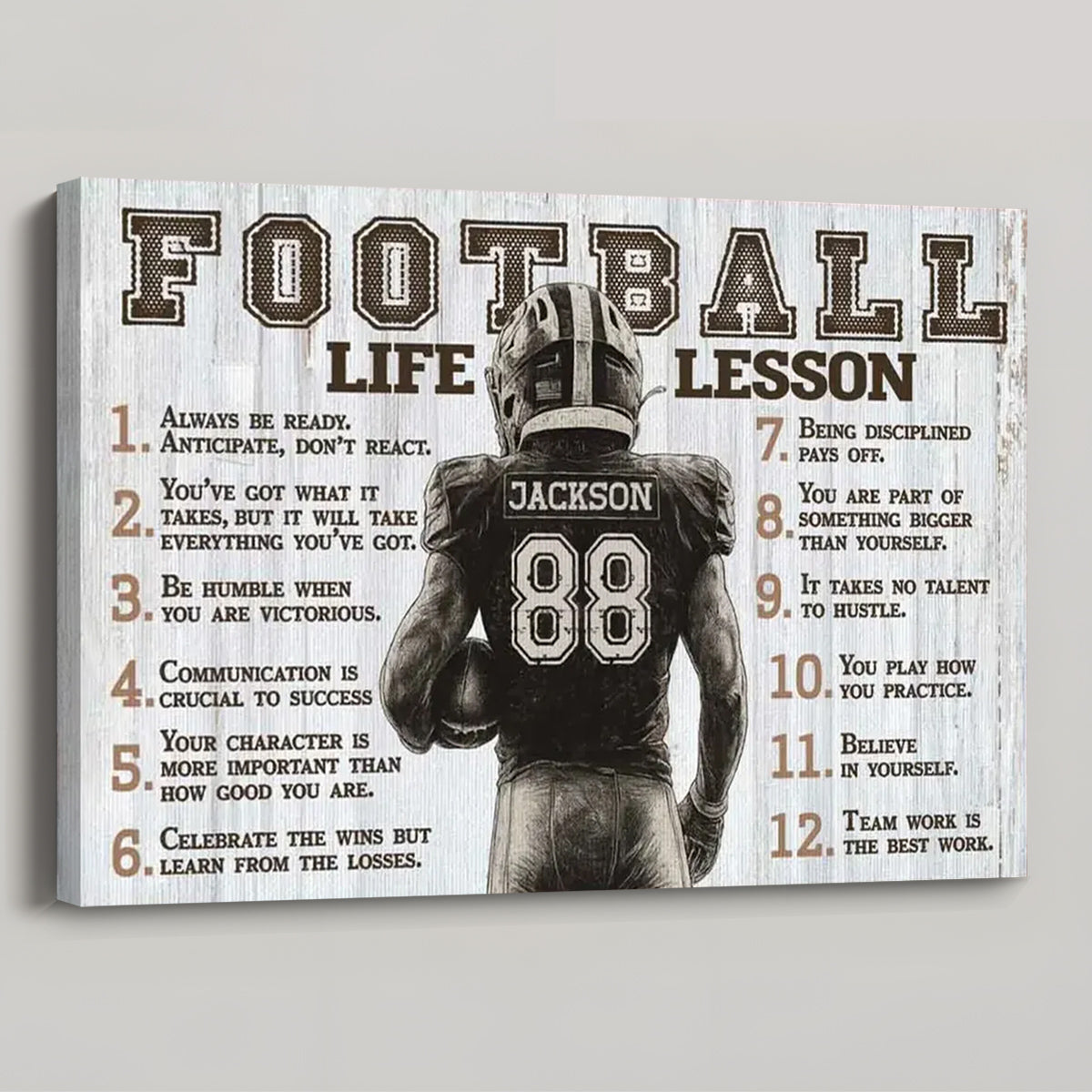 American Football Life Lessons - Personalized Poster / Ca...