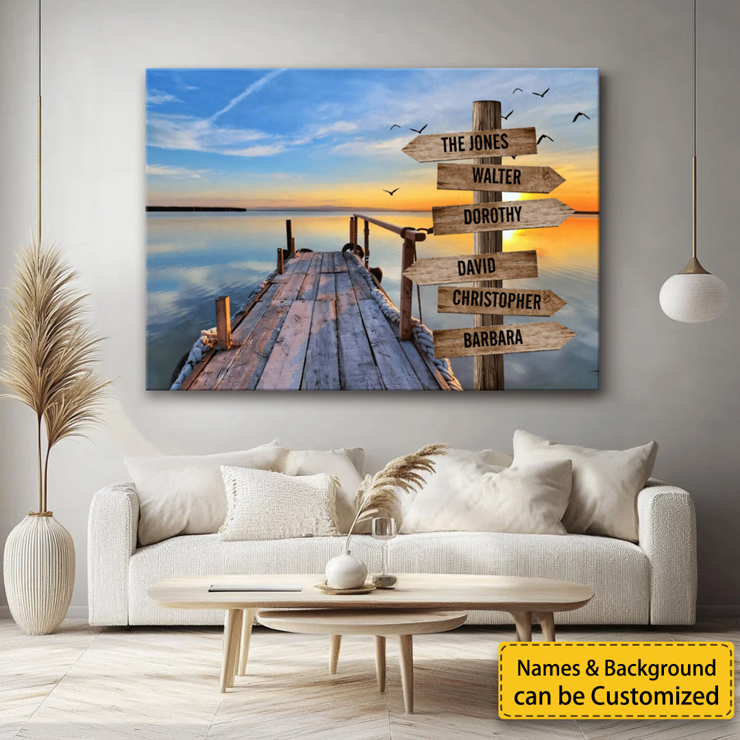 Personalized Family Names Lake Sunset Canvas / Poster- Un...