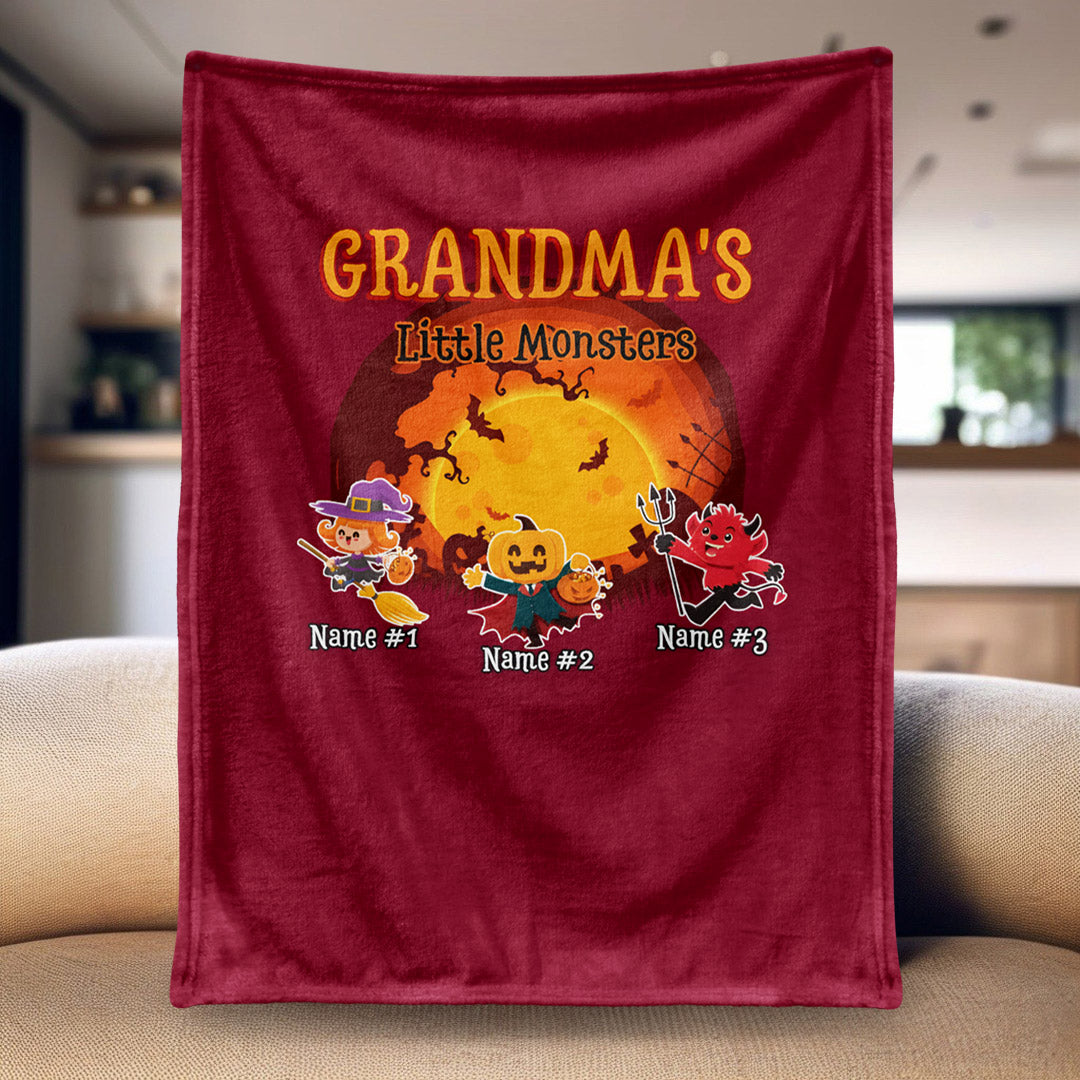 Grandma’s Little Monsters Blanket – Personalized Hallowee...
