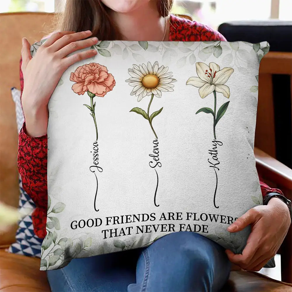 Personalized Birth Flower Pillow: "Flowers That Never Fade" for Friend ...