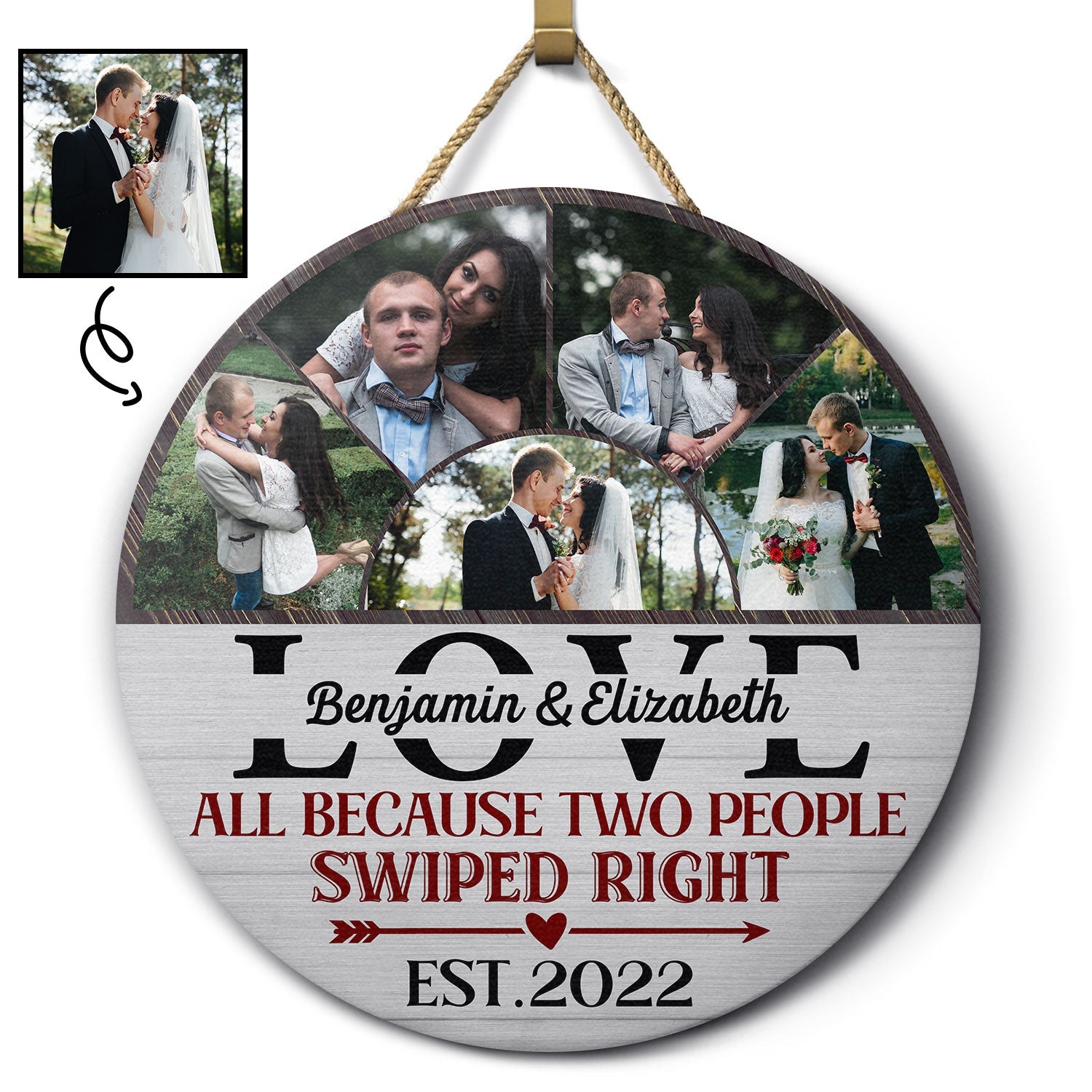 Personalized Photo Wood Sign: All Because Two People Swiped Right | Cu ...