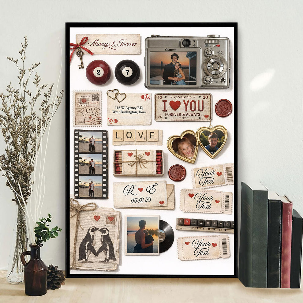 Personalized Custom Couple Matchbook Romantic Love Collage Poster / Ca ...