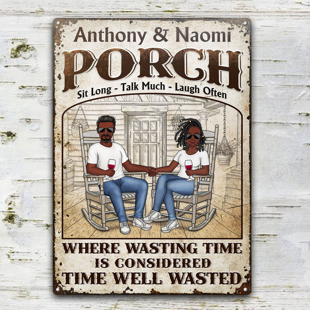 Personalized Rustic Porch Metal Sign for Couples - 'T...