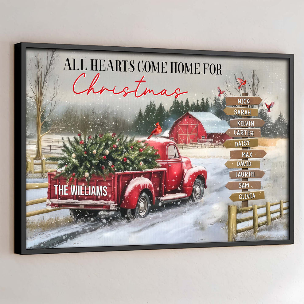 Personalized Hearts Come Home Christmas Poster / Canvas