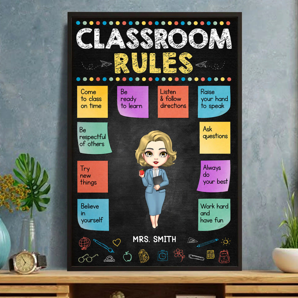 Personalized Teacher Classroom Rules Poster - Custom Gift